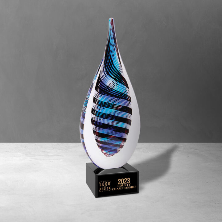 Personalized Blue, White & Black Twisted Rain Drop Award – Sofias Gift ...