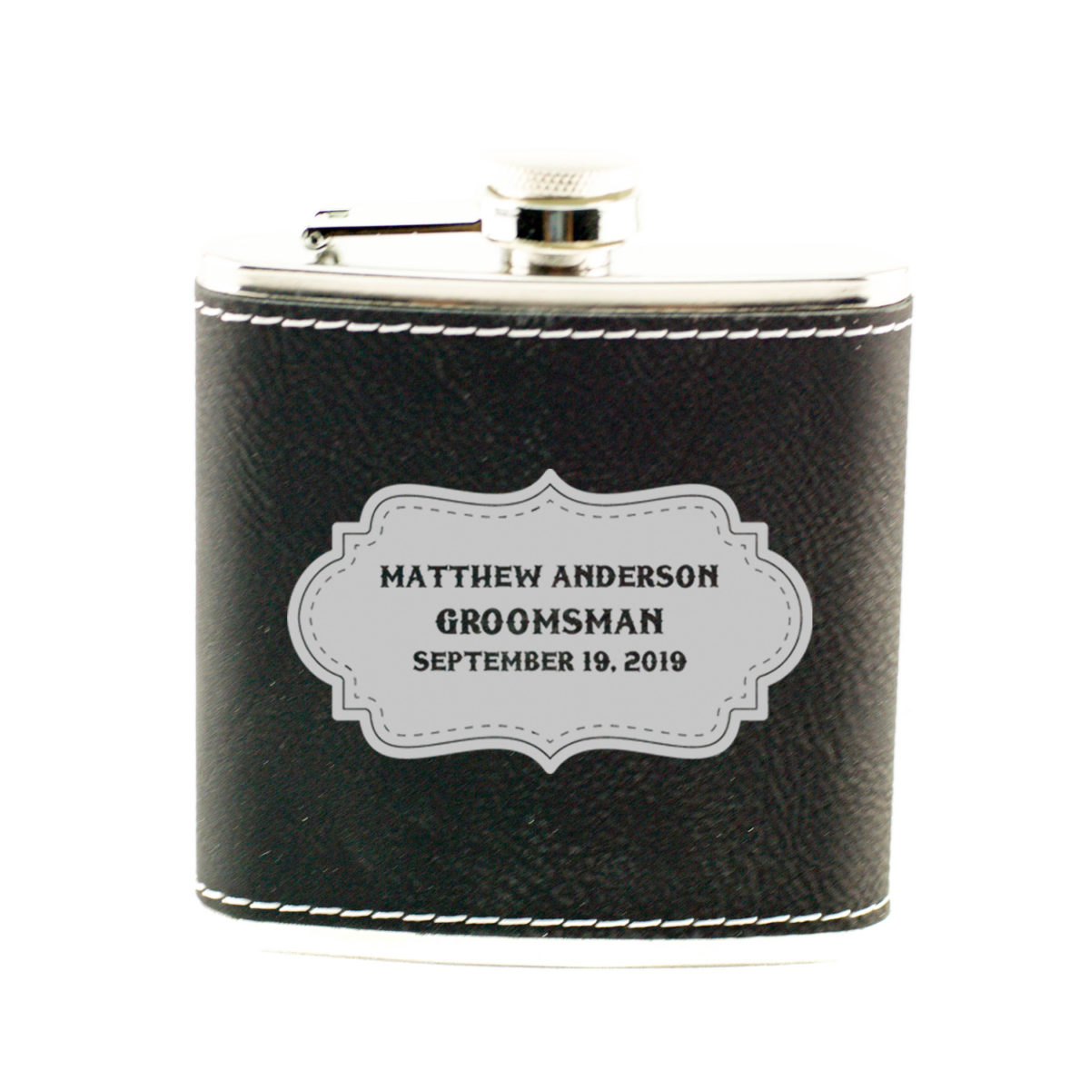Leatherette 6oz. Personalized Flask - Board Design