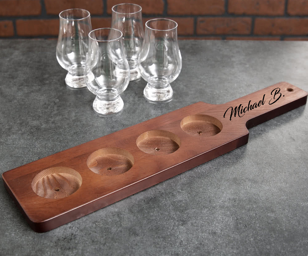 Personalized Finish Wood Beer Flight Sampler Paddle