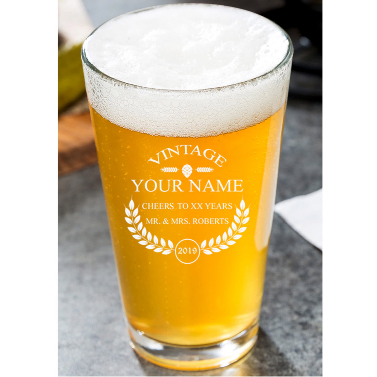 Personalized Pint Glass - Vintage