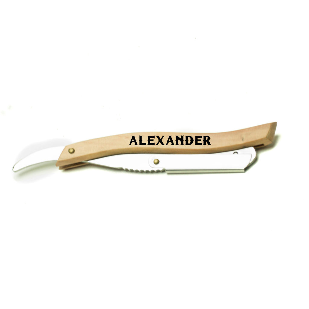 Personalized Straight Edge Natural Wood Razor - Straight Razor