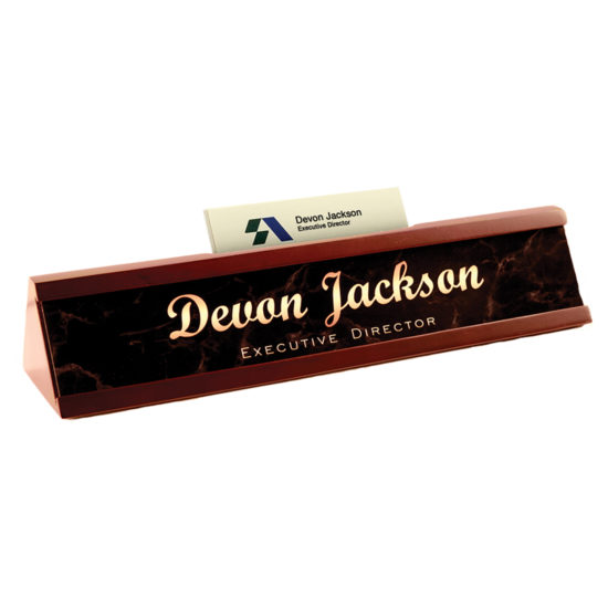 Personalized Business Desk Name Plate with Card Holder
