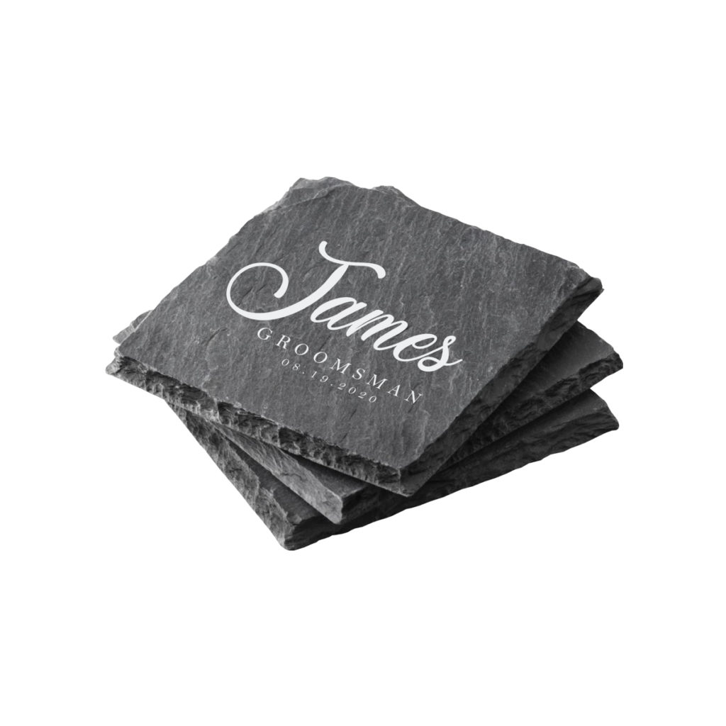 Personalized Square Slate Coaster Set | Sofia's Findings