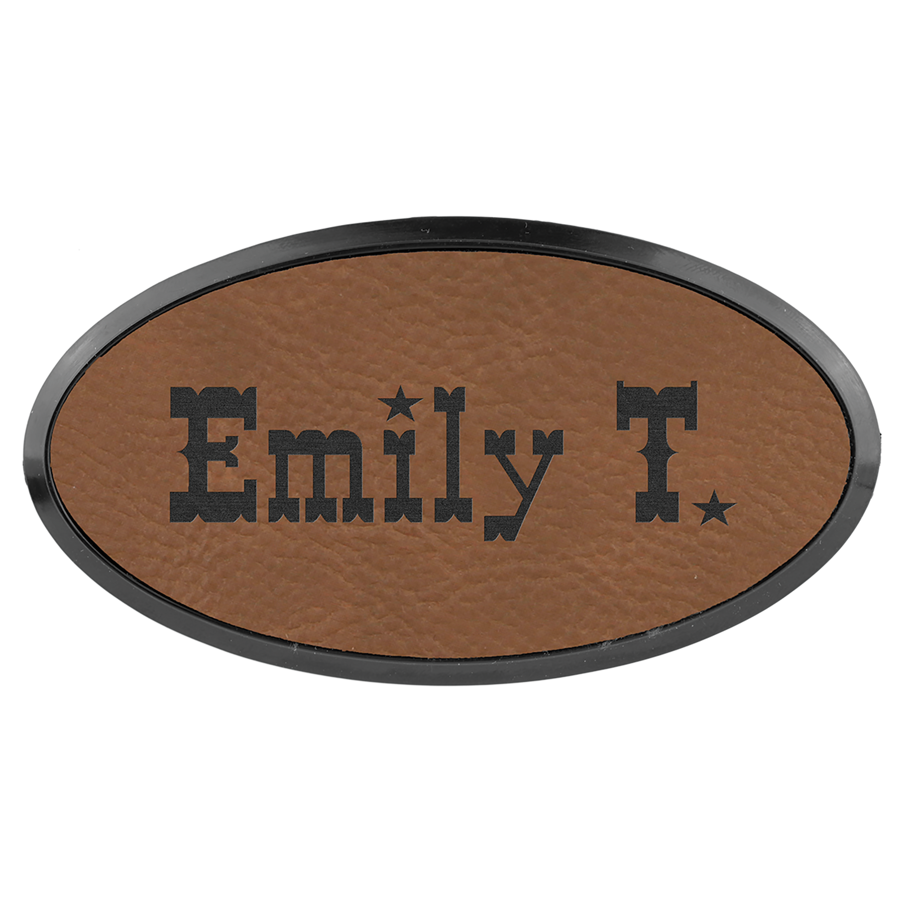 Personalized Oval Framed Leatherette Name Tag with Magnet – Sofias Gift ...