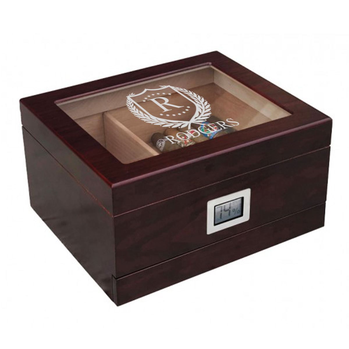 Personalized Cigar Humidor Chalet Glasstop